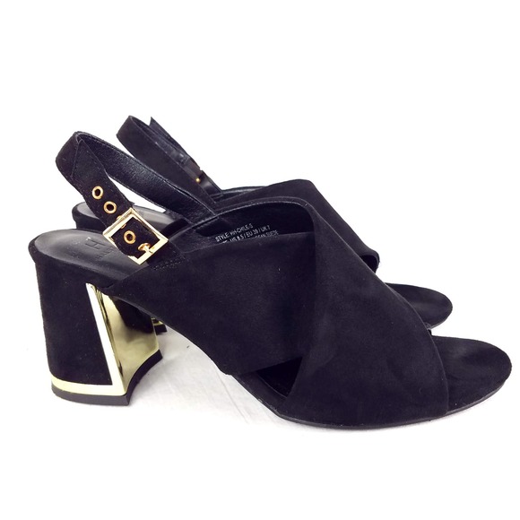 H by Halston | Shoes | H By Halston Chile Vegan Suede Block Heel Open ...